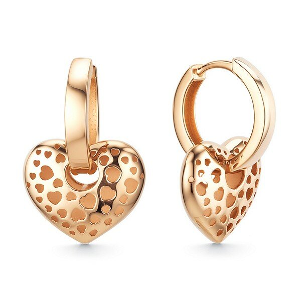 Серьги конго, красное золото, 585 проба