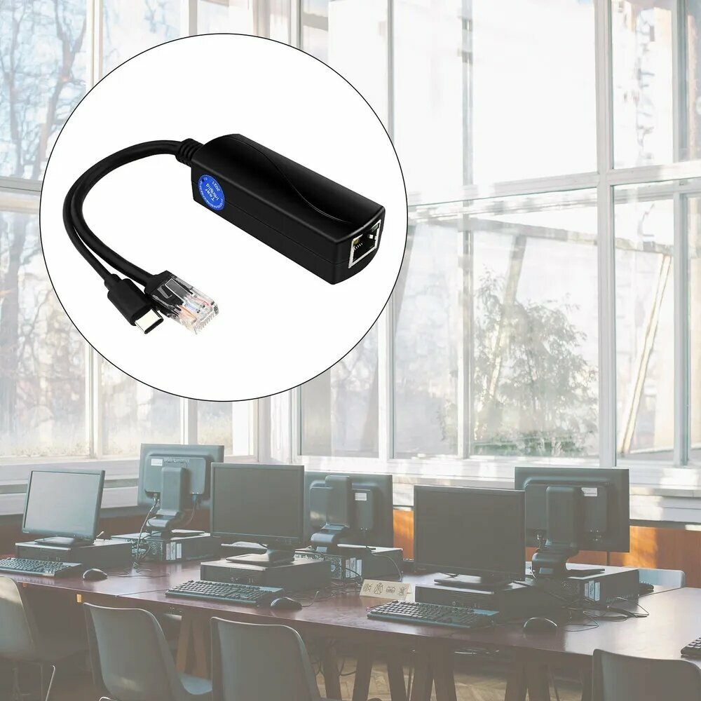 Преобразователь PoE Type-C 5V 3A стандарта IEEE 8023af 10/100/1000 Мбит/с