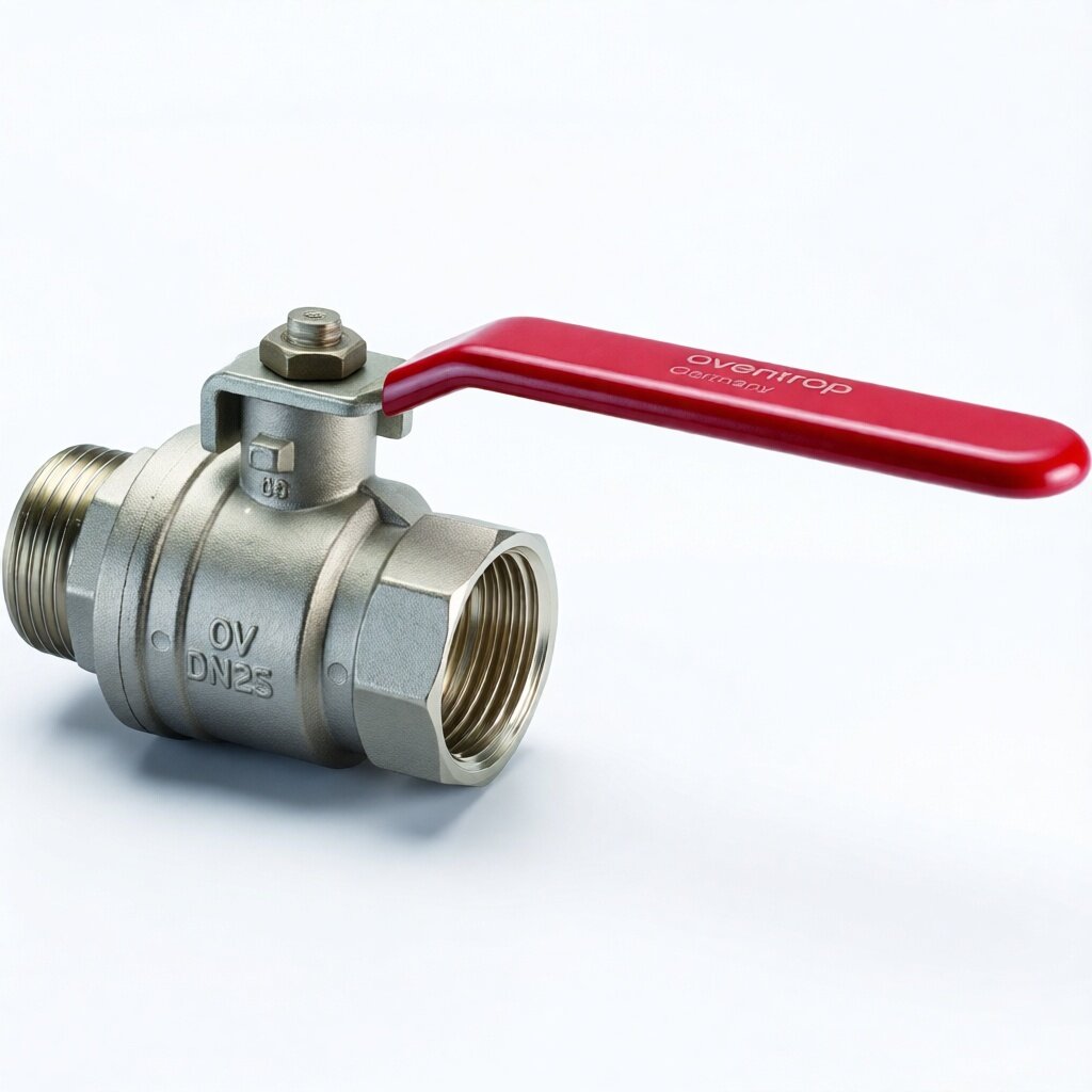 Шаровой кран Oventrop Optibal 1076208 DN-25 НВ, латунь, никелированный, для воды