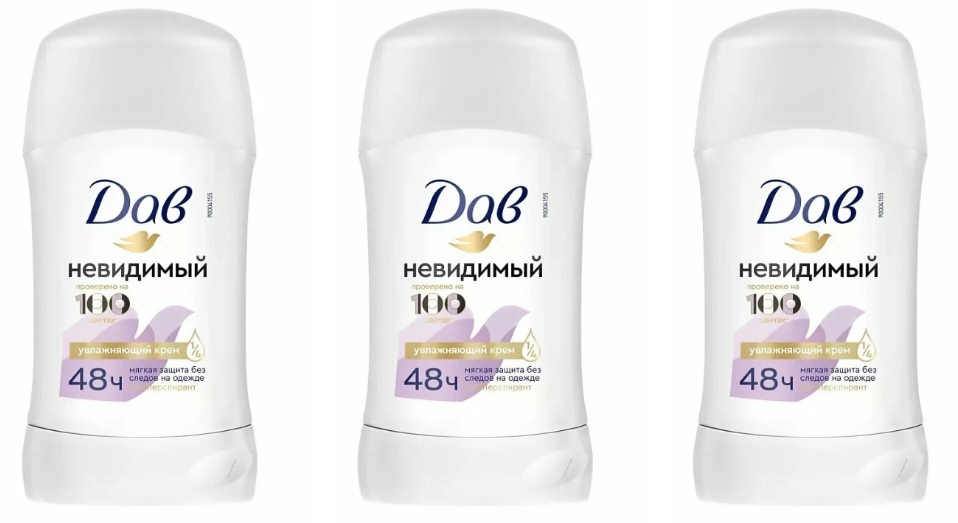 Дав Део-стик Невидимый 40мл, 3 уп