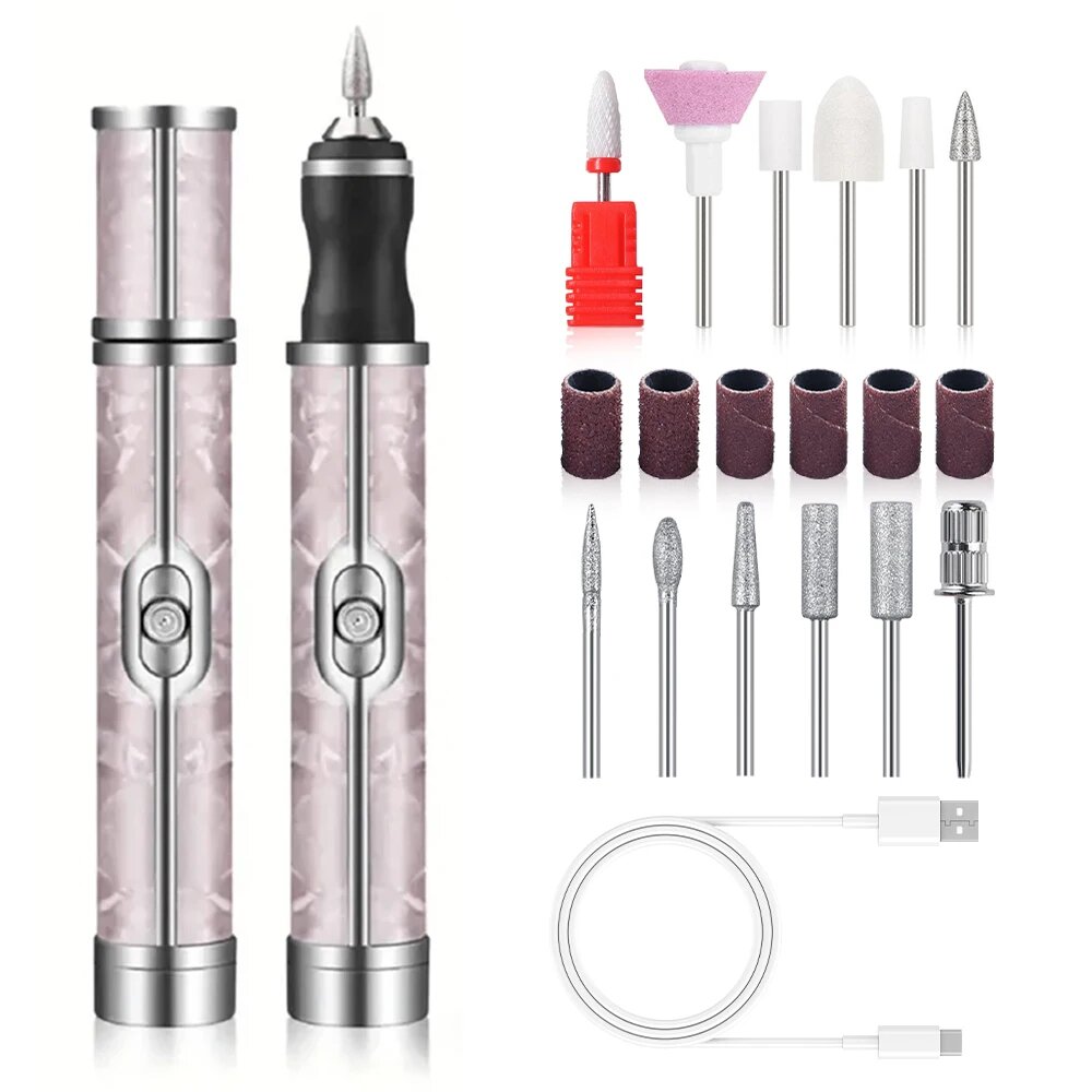 Портативная электрическая дрель для маникюра YIKOOLIN, Set-2-Pink