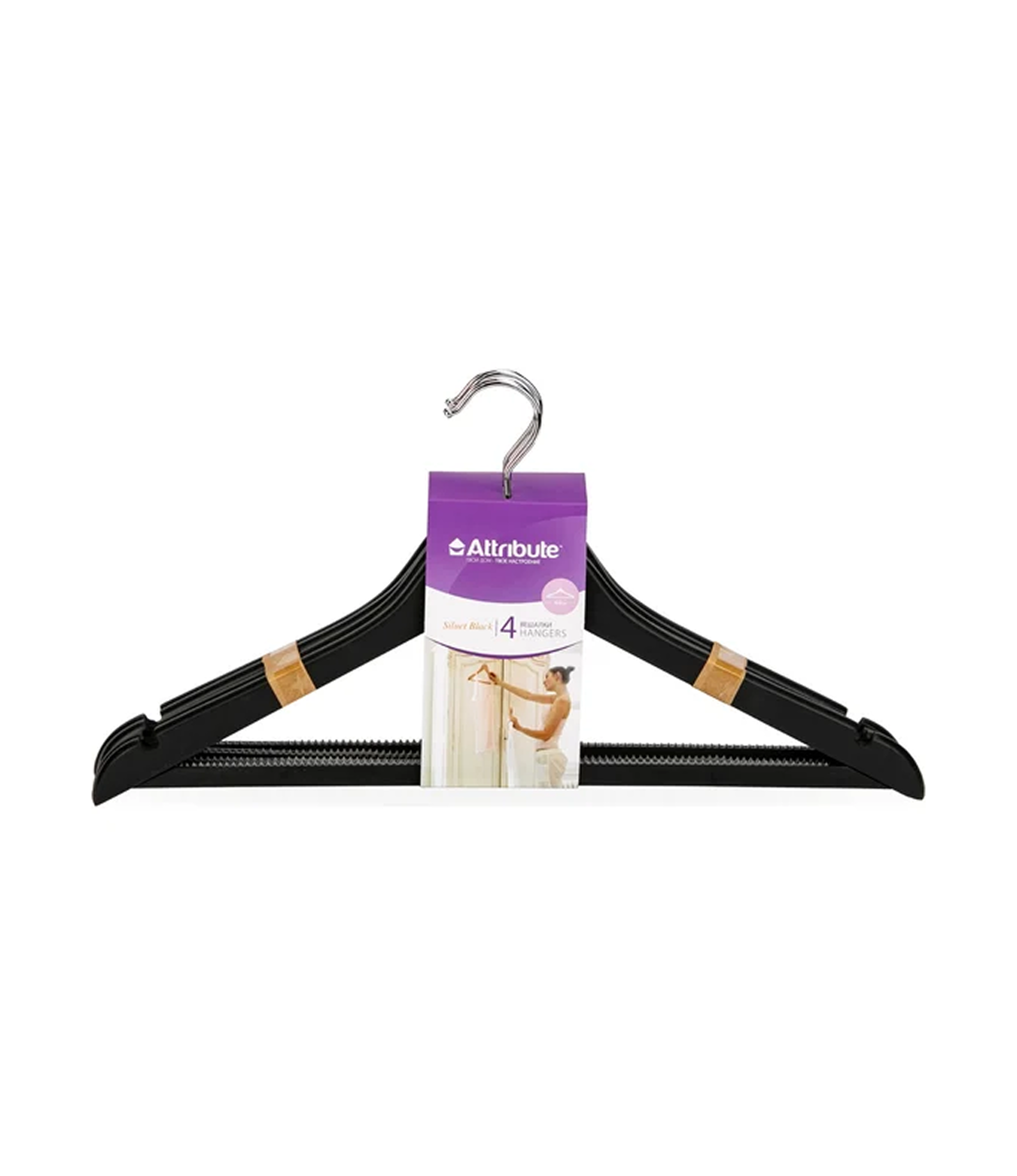 ATTRIBUTE AHP244 Набор вешалок универсальных SILUET BLACK 44см