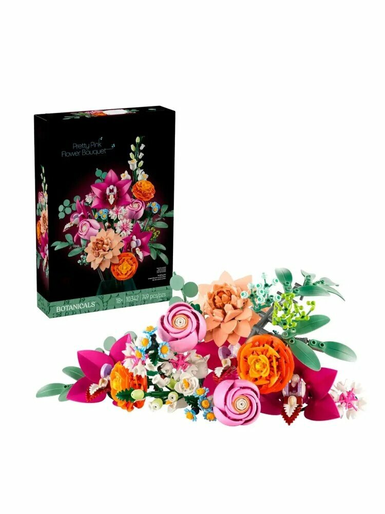 Конструктор Botanicals Pretty Pink Flower Bouquet Красивый розовый букет цветов 749 деталей