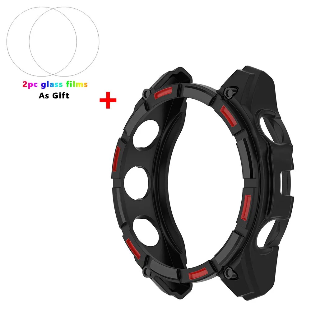 Чехол Arvin для Garmin Fenix 8 из ТПУ Черный, Fenix 8 51m, black red film