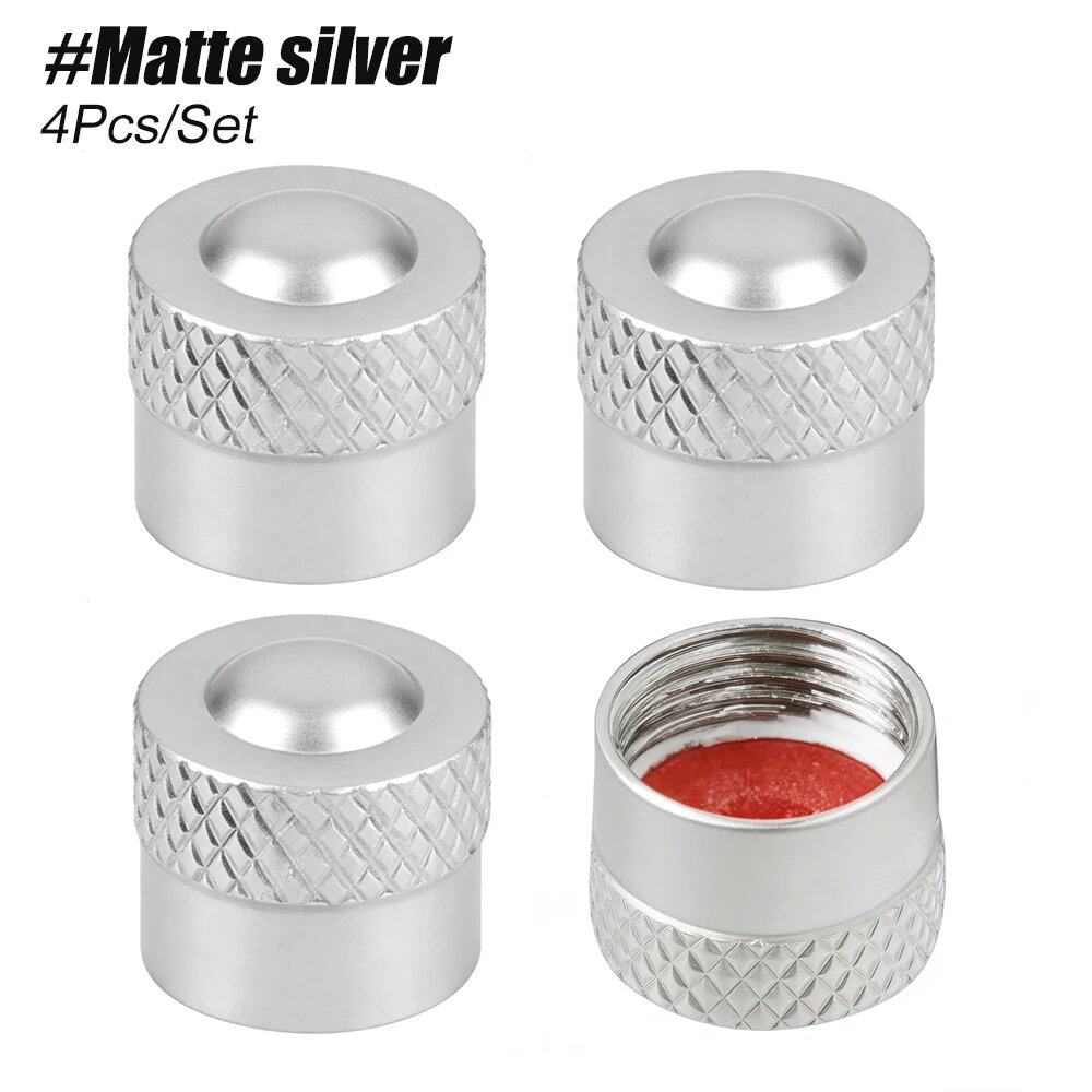 Колпачки ниппелей шин, 4шт, Matte-Silver