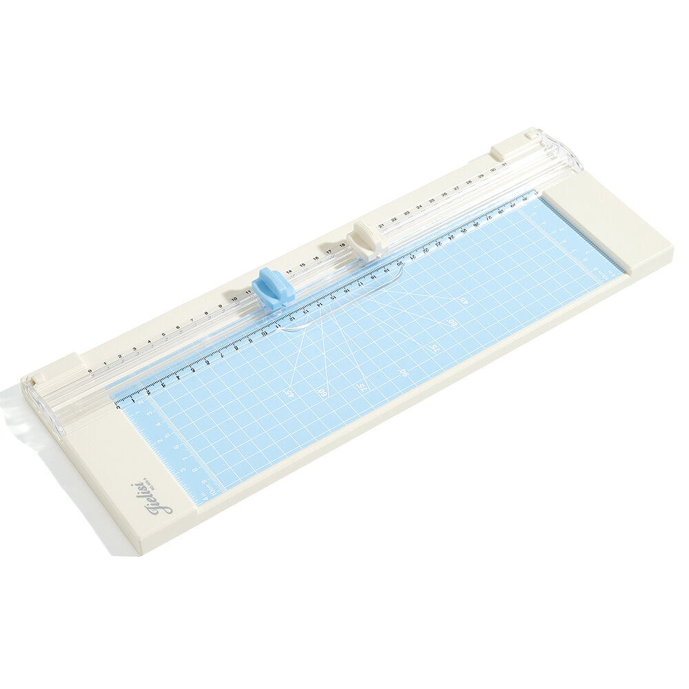 JIELISI Нарезчик для бумаги Craft Paper Cutter 2 резающих головки Прямой и Гребневой Длина реза 12.2 дюйма с метками и подложкой для резки бумаг Купонов Фотографий Открыток Скрапбука Карточек Модель 909-8 Цвет Зеленый Синий Розовый Материал HIPS Размер