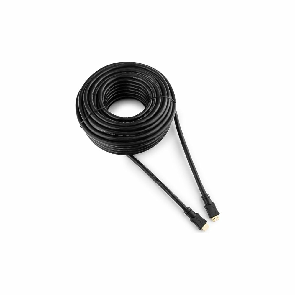 Кабель Cablexpert HDMI v2.0, 19M/19M, 20м, медь, черный, позолоченные разъемы, экран, пакет CC-HDMI4-20M
