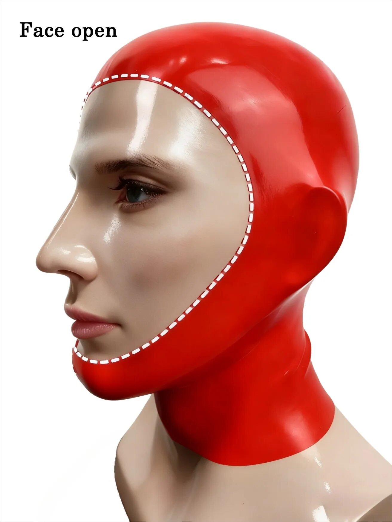 Латексная маска-капюшон с открытыми глазами Красный, XXL, red mask12