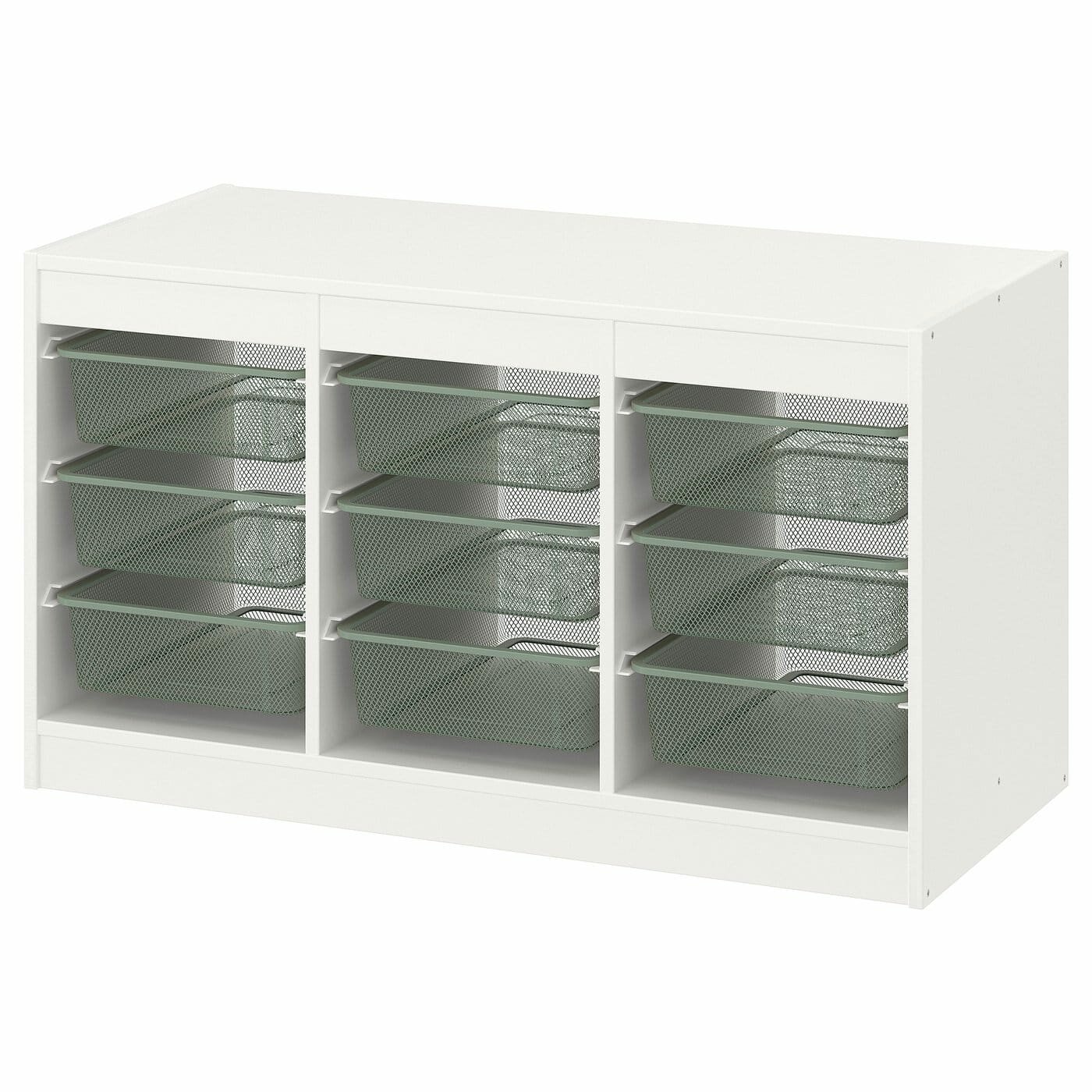 Стеллаж IKEA TROFAST, белый и светло-зеленый, 99x44x56 см 894.803.22
