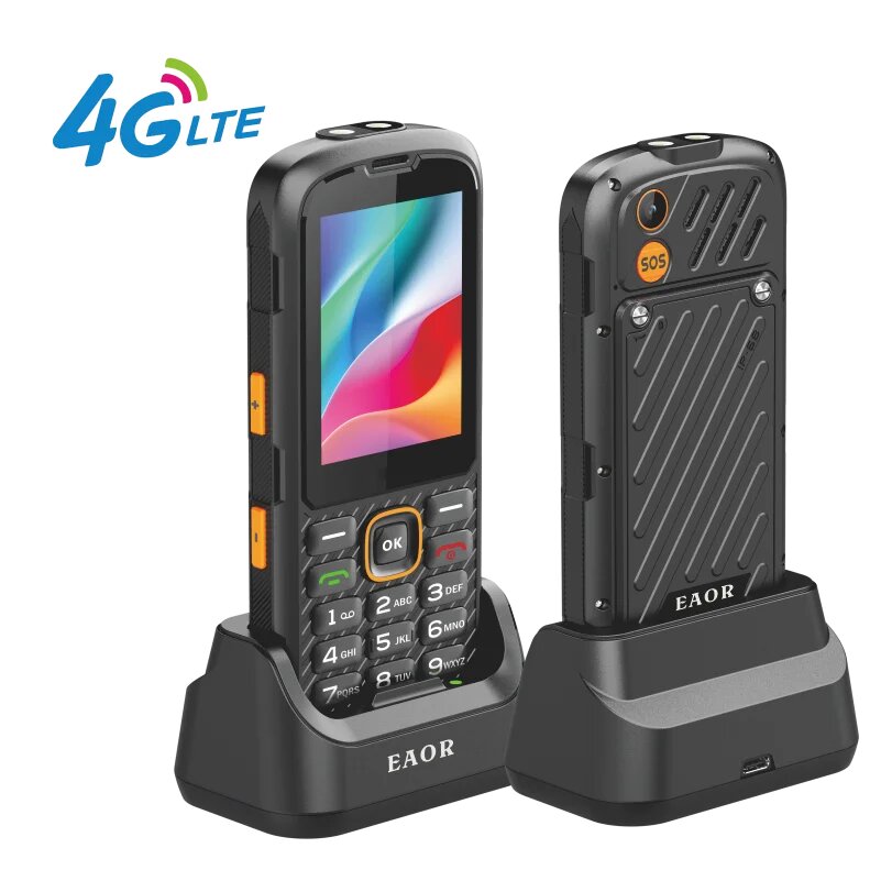 Зарядная док-станция EAOR с функцией 4G, водонепроницаемая клавиатура IP68, боковая кнопка регулировки громкости, внешний аккумулятор 3000 мАч, точка доступа Wi-Fi, SOS, телефон с функцией набора номера в одно касание