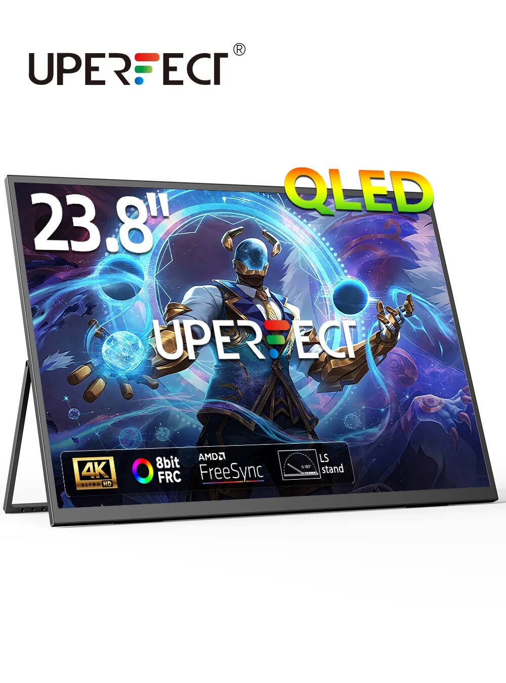 UPERFECT UHD 4K 23.8" Большой экран QLED USB-C HDMI Второй монитор для работы и дома с подставкой, регулируемой на 180°, для ноутбука, настольного ПК, Mac, PS5