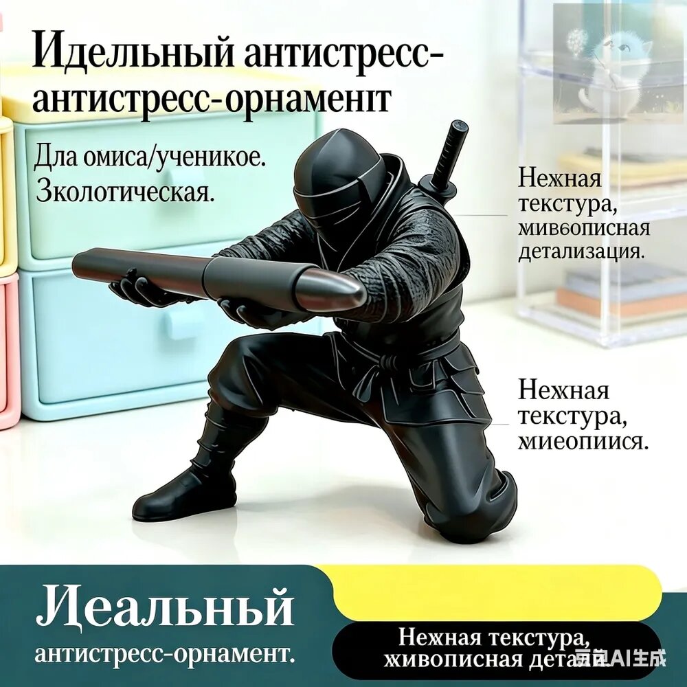 Mаленькая подставка для ручки на стол Подставка для ручек ниндзя