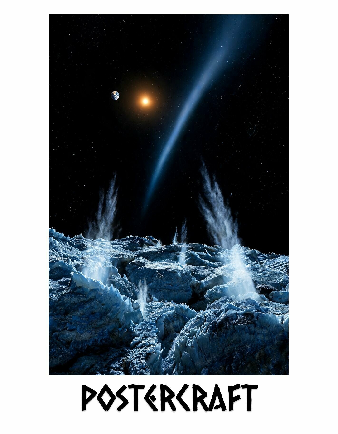 Постер "Пейзаж с поверхности в далёкой галактике" (Космос и Планеты), 29.7х42см, А3, глянцевый