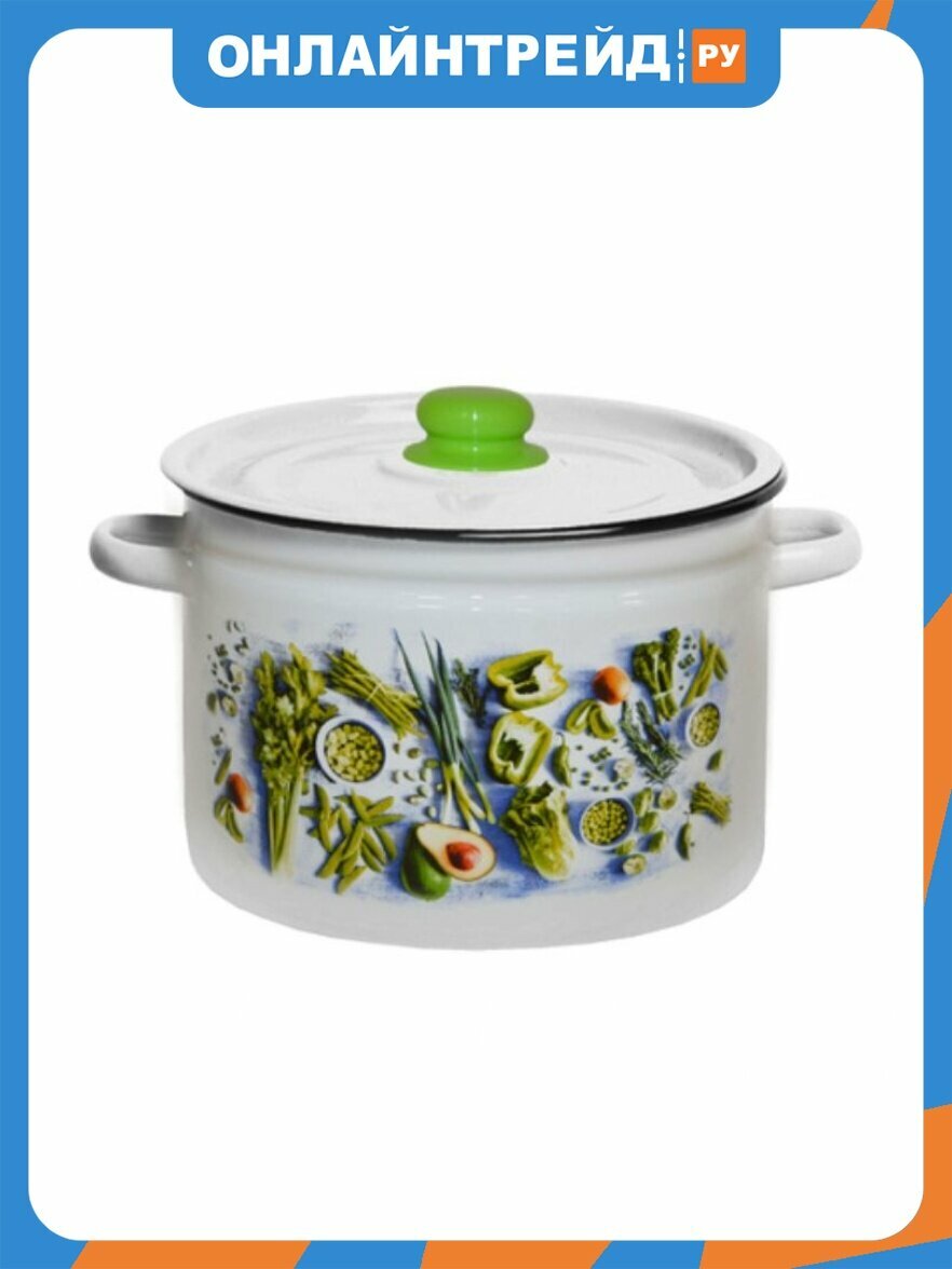 Кастрюля Appetite Свежая зелень эмалированная цилиндрическая 7,0л (1с18с)