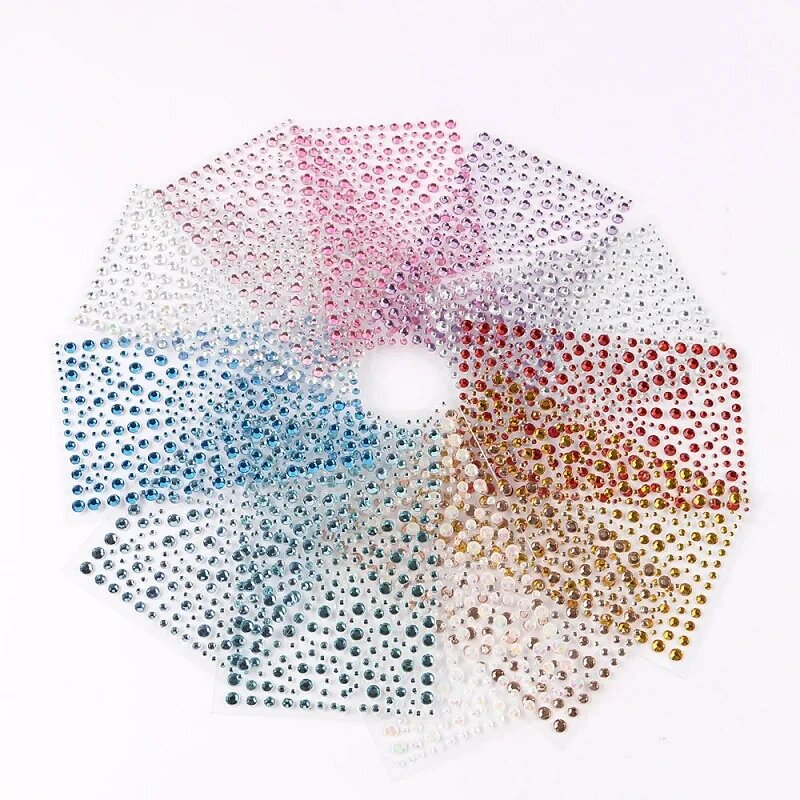 3D-наклейки для лица со стразами, Mix, 2 sheets3 — фото 1