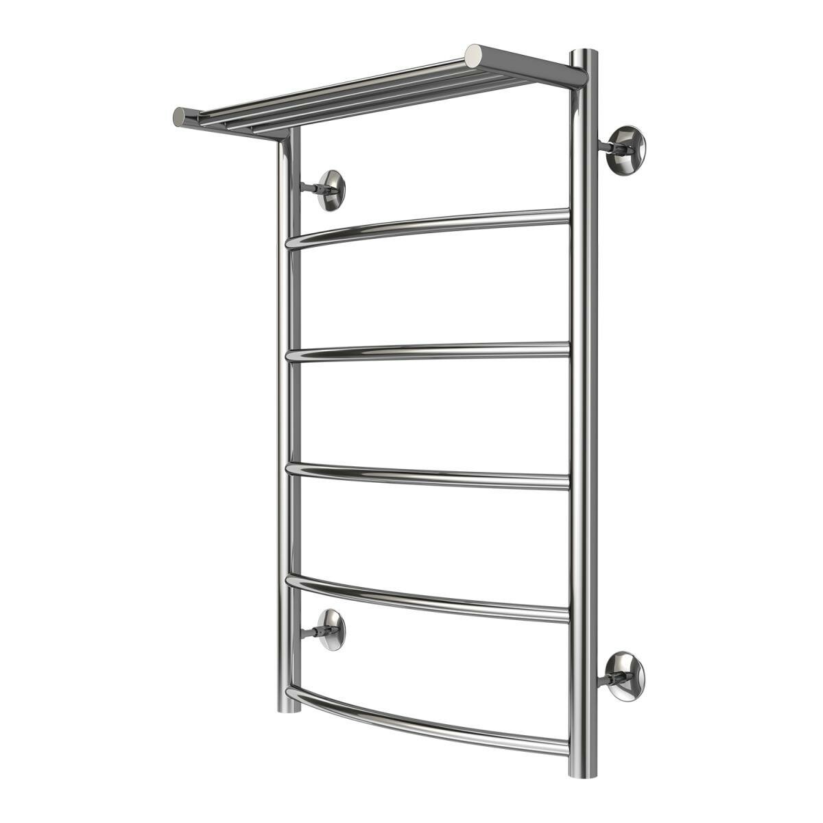 Водяной полотенцесушитель Azario Verona 500x800 П8 AZ04158P с полкой, нижнее диагональное подключение, G 1 2 Хром