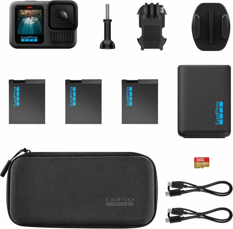 Экшн-камера GoPro HERO13 Extended, стабилизация, IP68, 5.3К, камера, три аккумулятора — фото 1