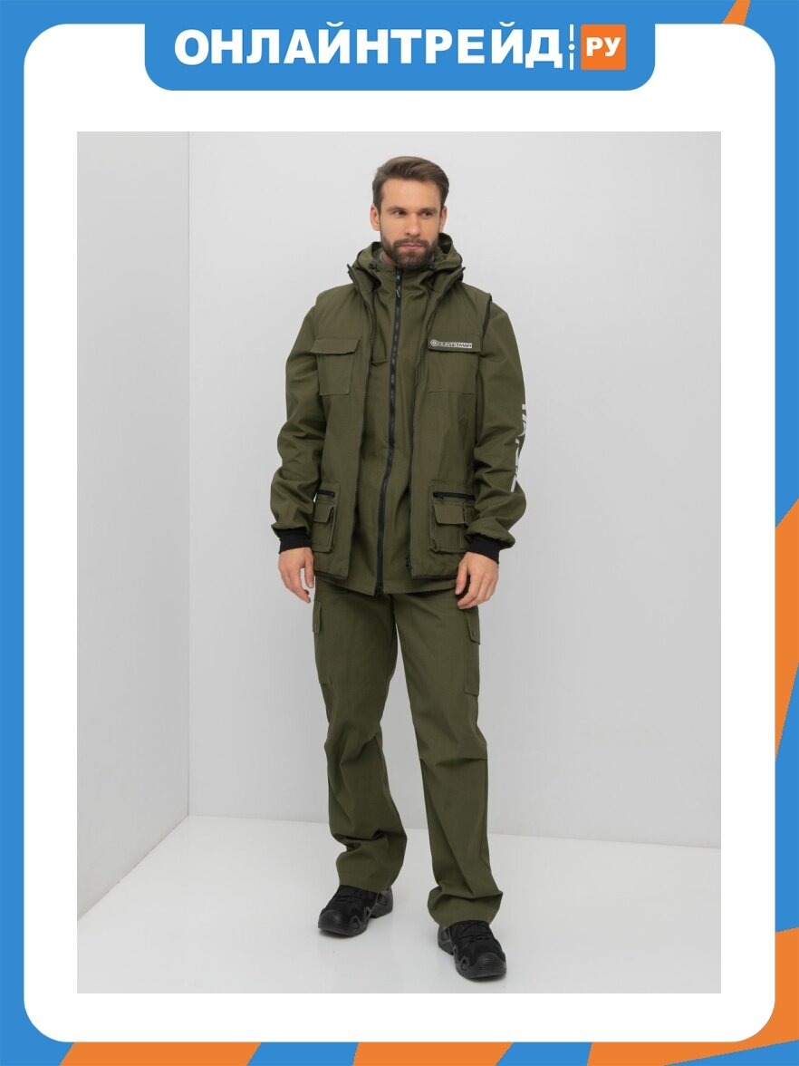 Костюм летний Huntsman Тайга-3 цвет Хаки ткань Палатка разм. 44-46/182-188