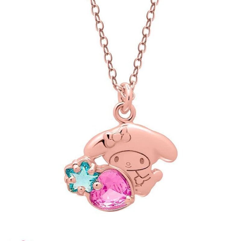 Женское ожерелье Sanrio, милое ожерелье Hello Kitty с цирконами, цепочка на ключицу My Melody Kuromi, украшение в подарок для девочки.