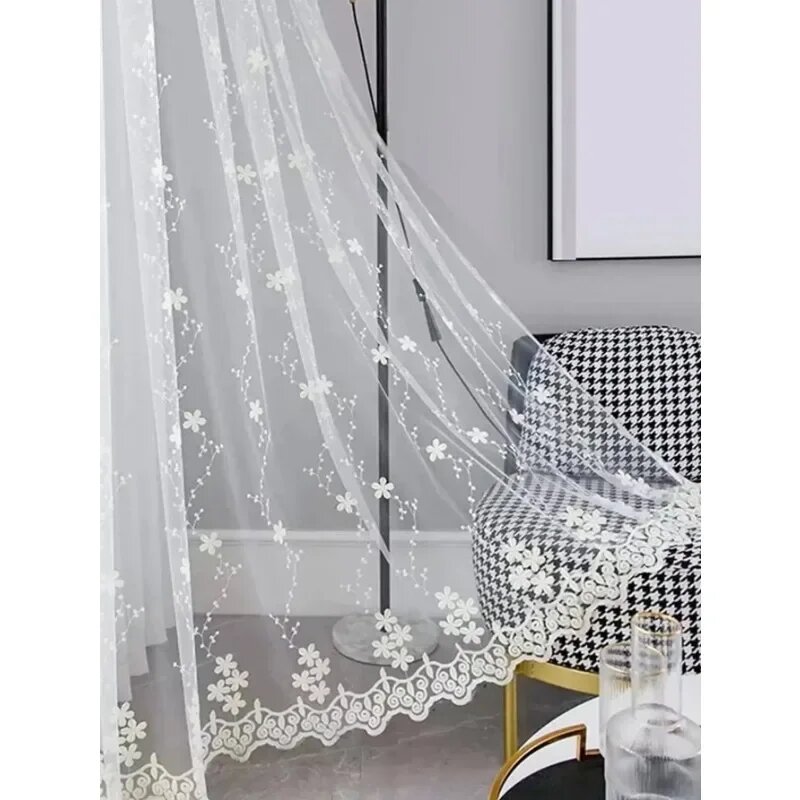 ZJBYZHOUSEHOLD Тюлевые шторы полупрозрачные молочно-белые 1 панель Grommet Top, W132cm X H241cm 1pc