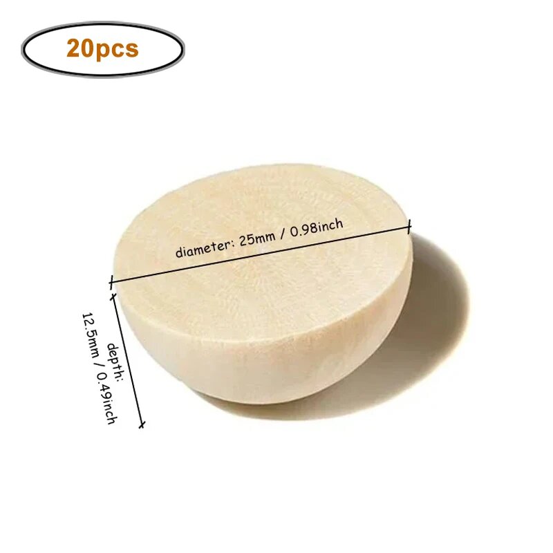 Деревянные полусферы для поделок 12-40 мм 20pcs 25mm