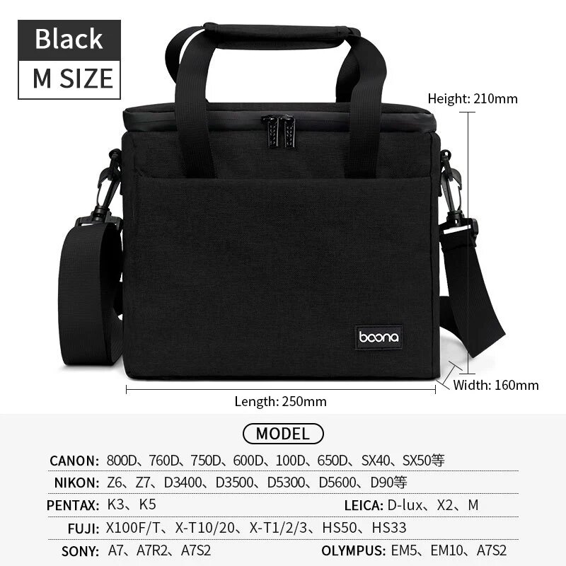 BOONA Водонепроницаемая сумка для камеры Canon Nikon Sony Black M