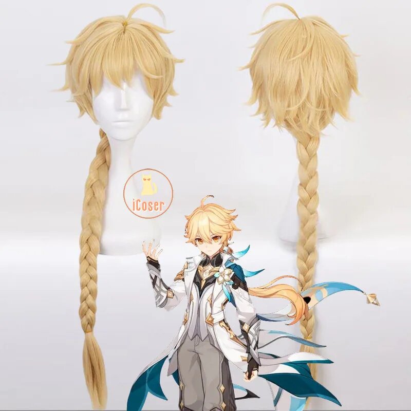 Genshin Impact Костюм Аэтера для косплея S, Wig only