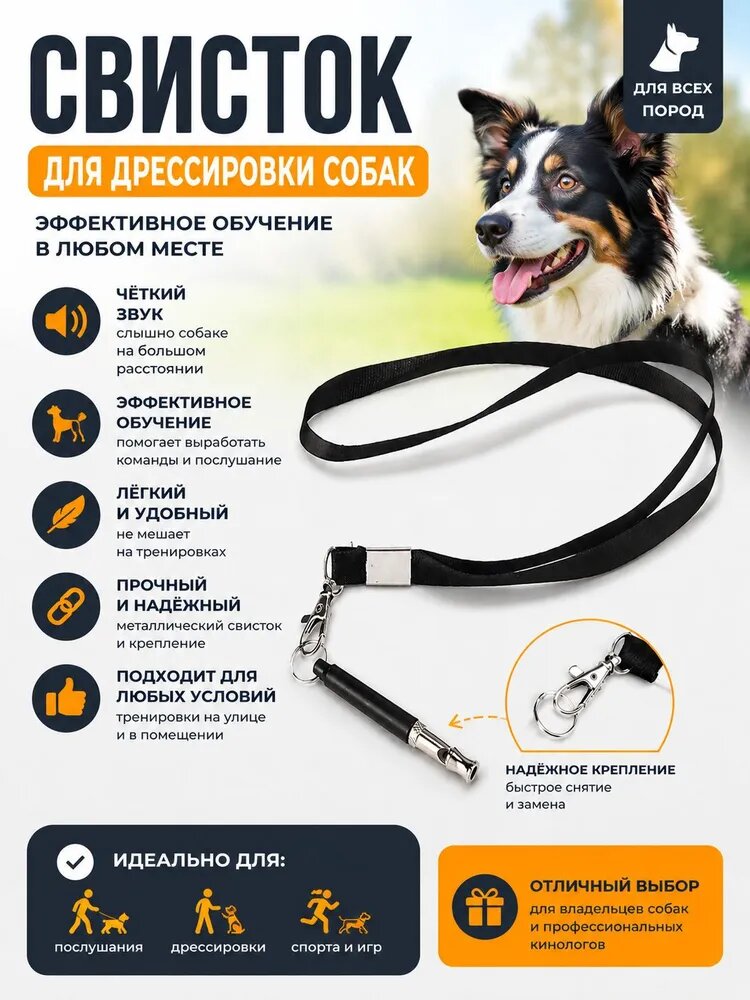 Металлический ультразвуковой бесшумный свисток для дрессировки собак со шнурком