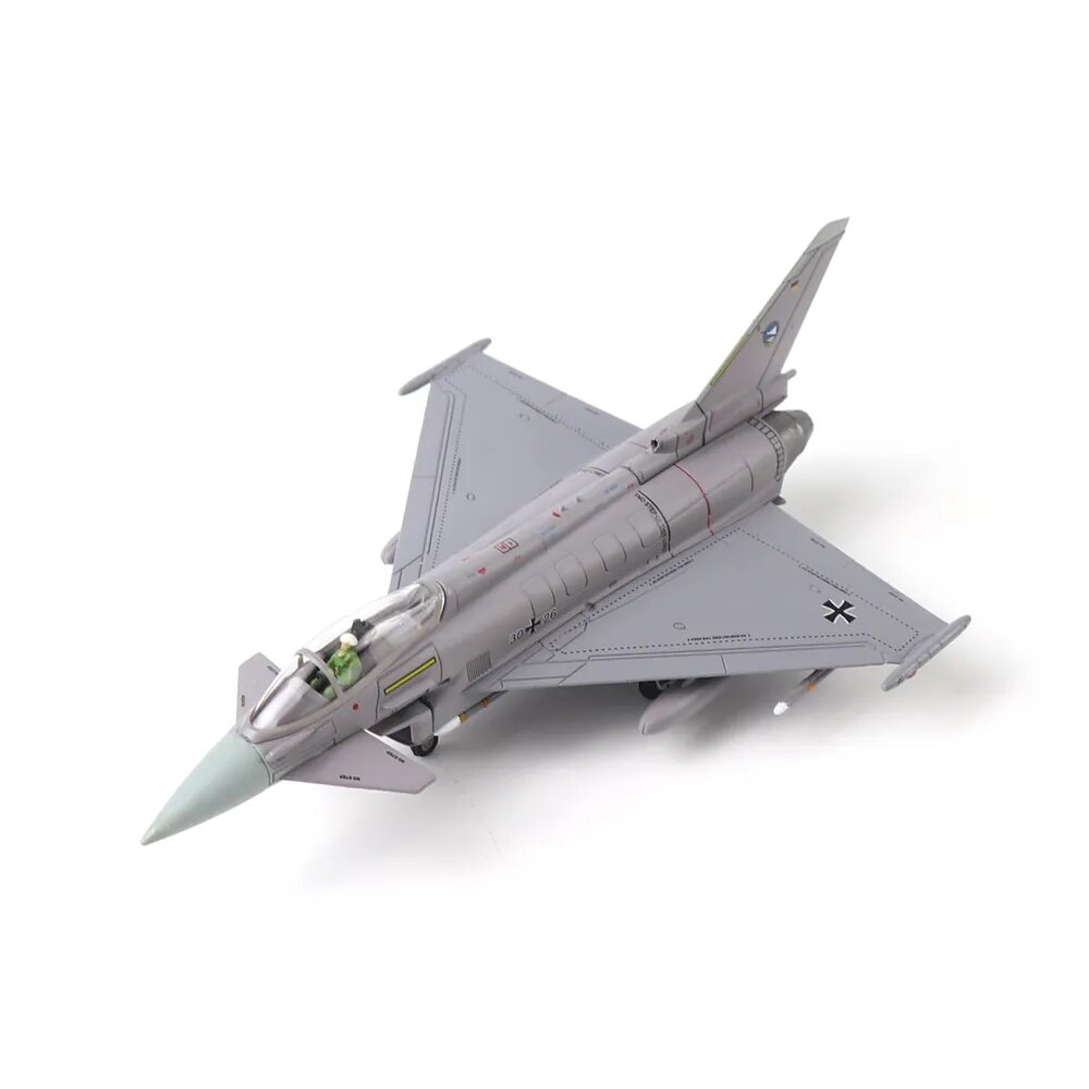 Модель истребителя Eurofighter Typhoon EF-2000 1:100 (Германия), литой металлический самолёт, коллекционная модель для витрины или подарка