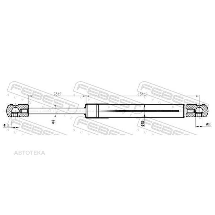 Газовый упор капота L250/660N 21117-002 FEBEST 21117002