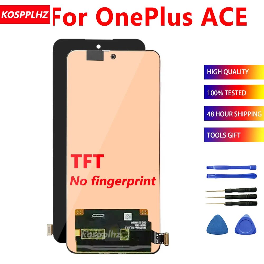 ЖК-экран без функции распознавания отпечатков пальцев для OnePlus Ace 6.7' с сенсорной стеклянной панелью для замены дисплея ONEPLUS PGKM10
