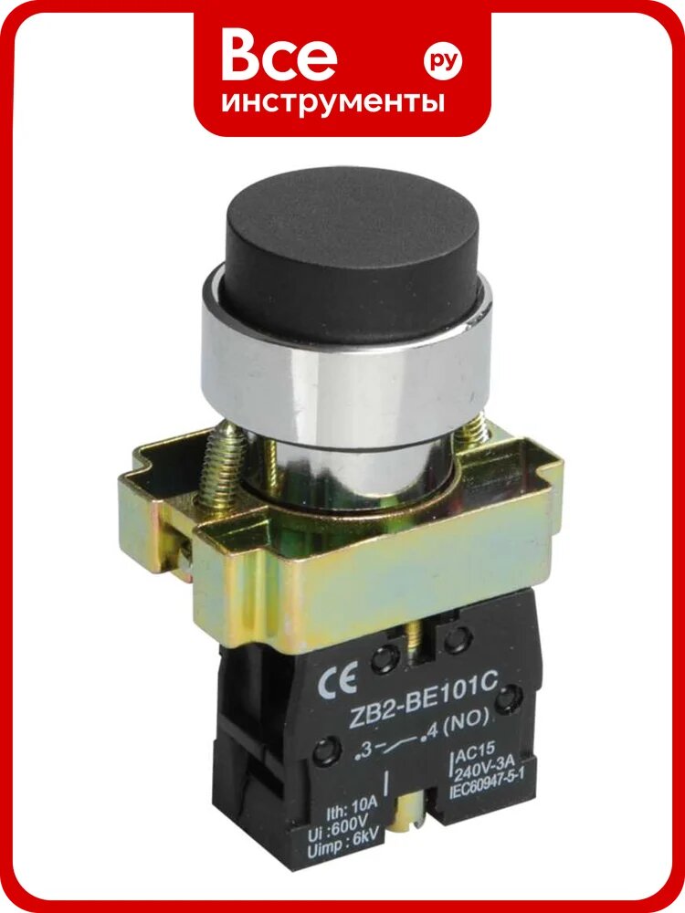 Кнопка управления IEK LAY5-BL21 без подсветки черная 1NO BBT70-BL-K02