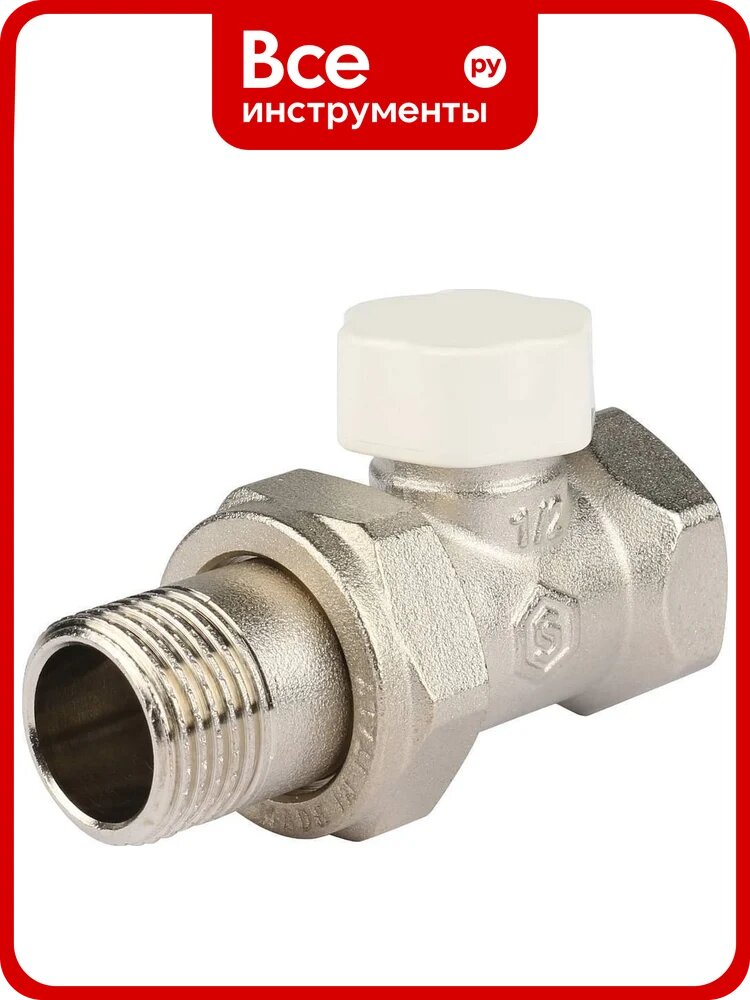 Запорно‑балансировочный прямой клапан STOUT 1/2 SVL 1176 000015 RG008S6N6PNE7S латунный с никелированным покрытием
