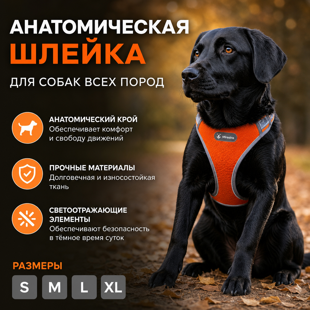 Регулируемая шлейка для собак, прочный, комфортный, эргономичный дизайн, светоотражающие элементы, против рывков, для прогулок