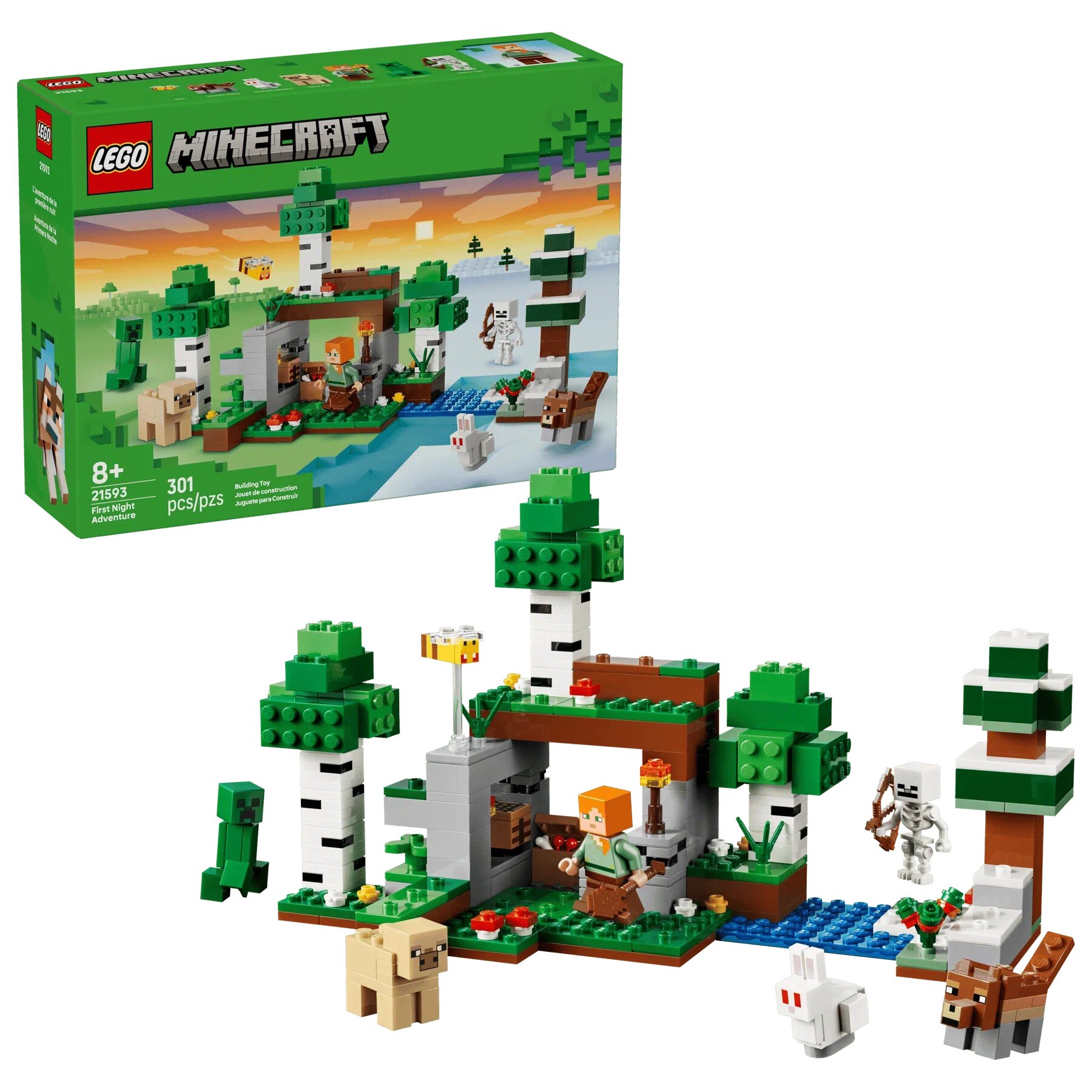 Конструктор LEGO Minecraft Первое ночное приключение 21593, 301 деталь, от 8 лет