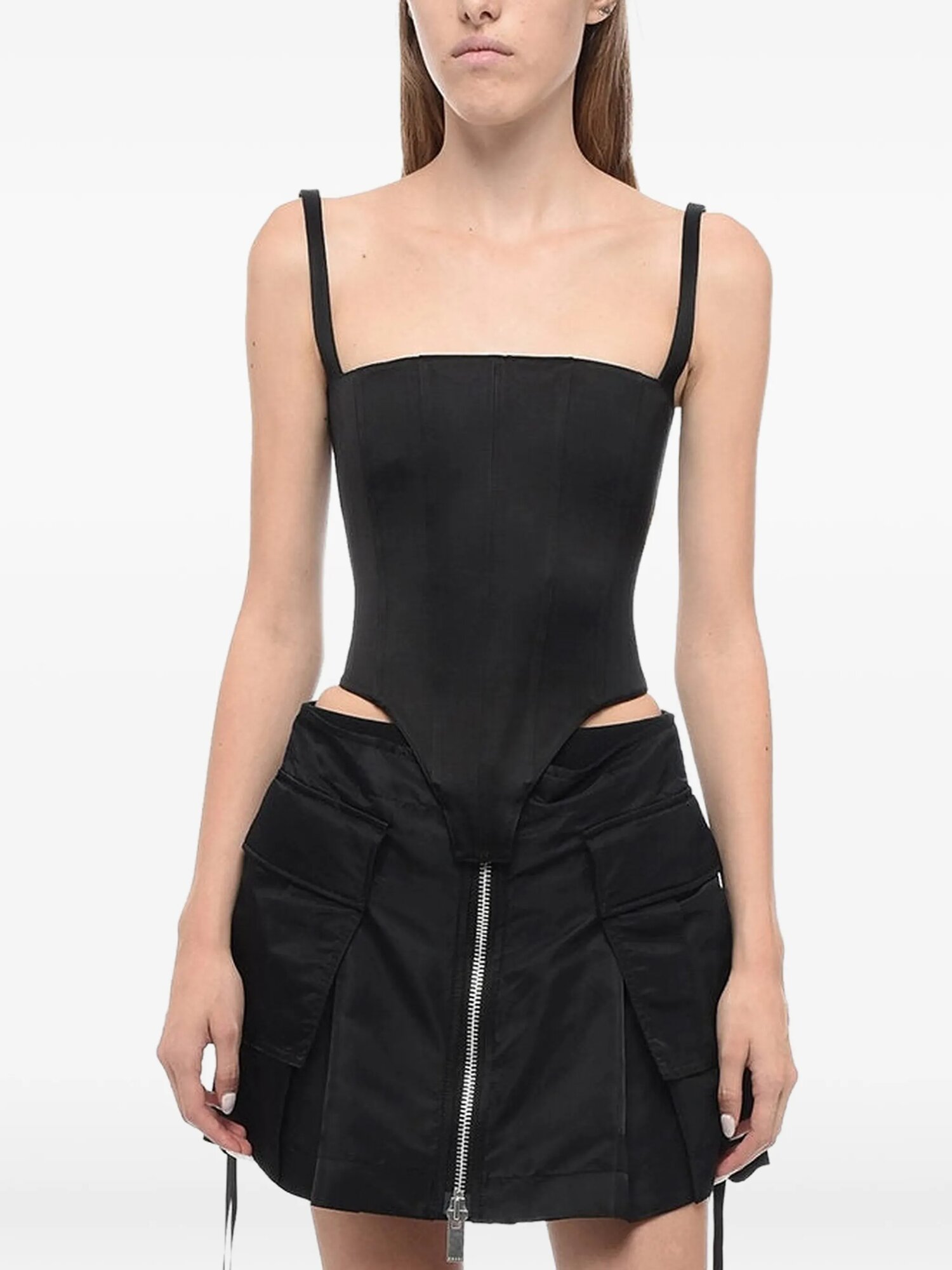 Топ Satin-finish corset black top