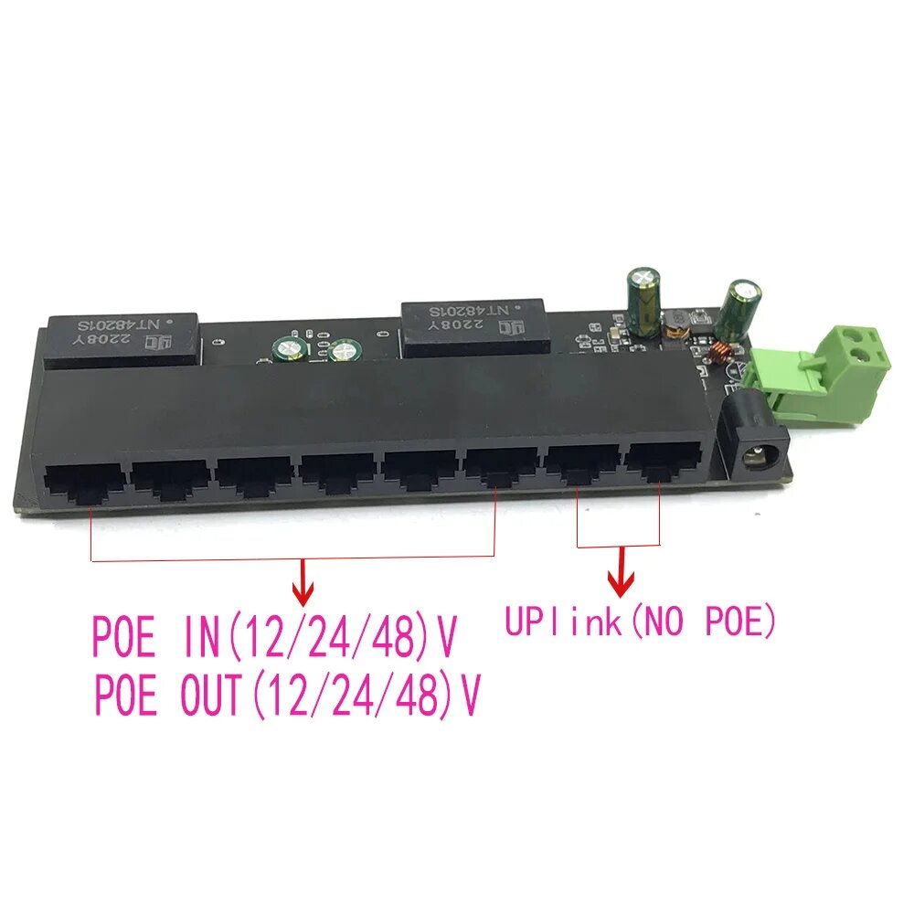 ANDDEAR POE коммутатор 8 портов, Цвет: 6POE-2UP