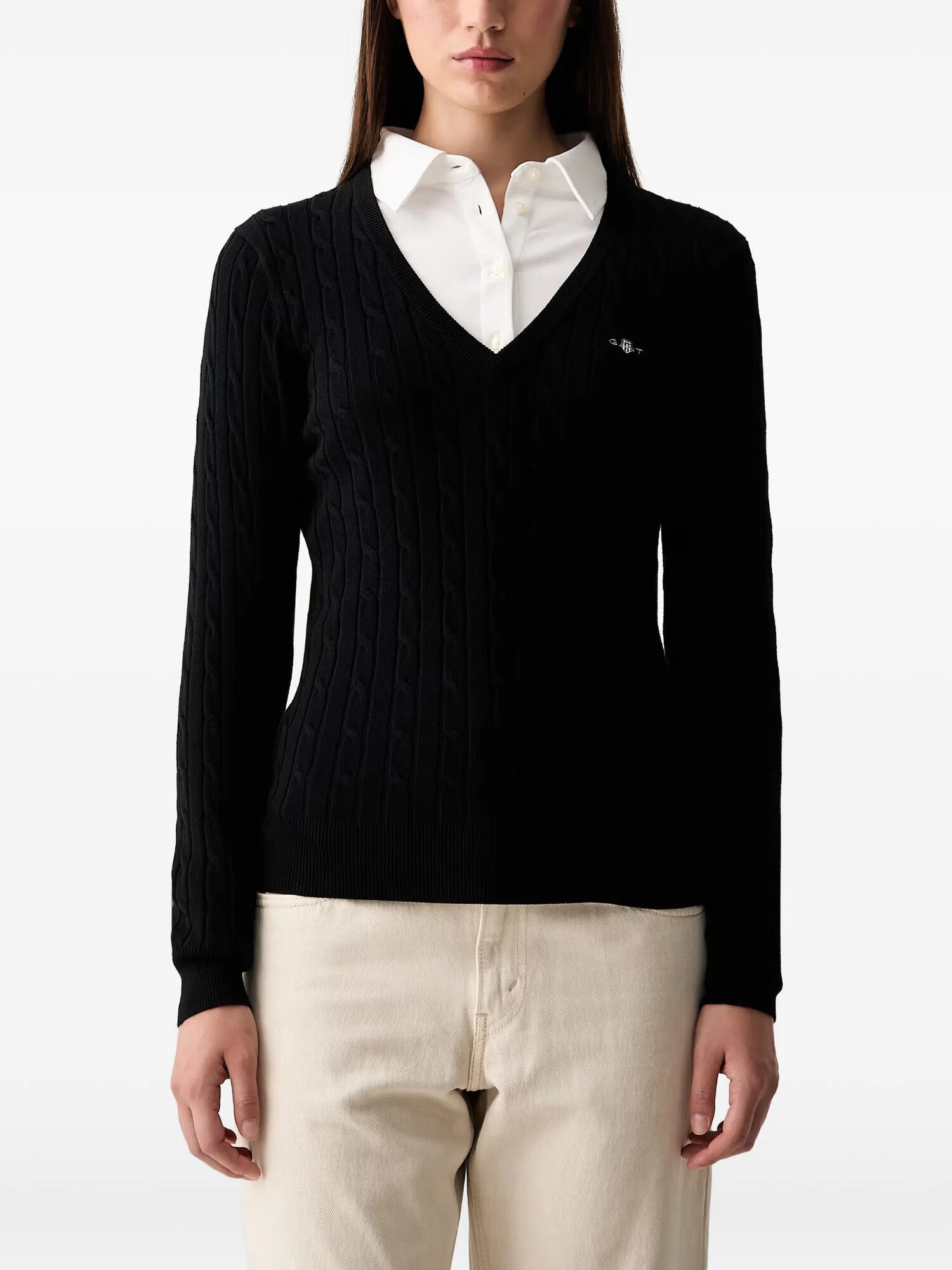 Свитер Cable-knit V-neck sweater