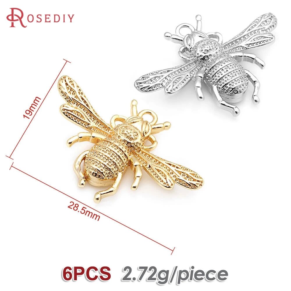 Подвески Rosediy латунь 18-каратное золото 18K Gold Color, 19x28.5MM 6PCS
