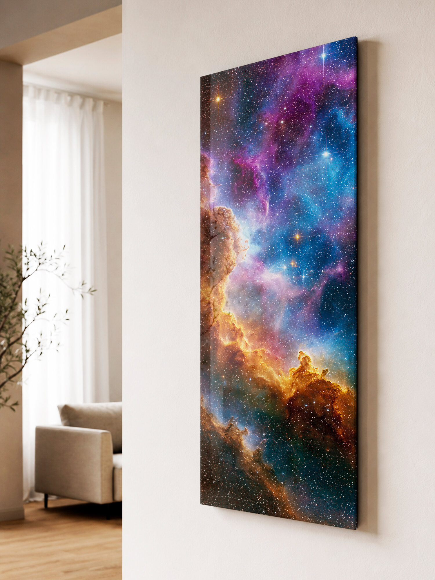 Большая картина Postermarket "Галактика" на стекле, 40х100 см