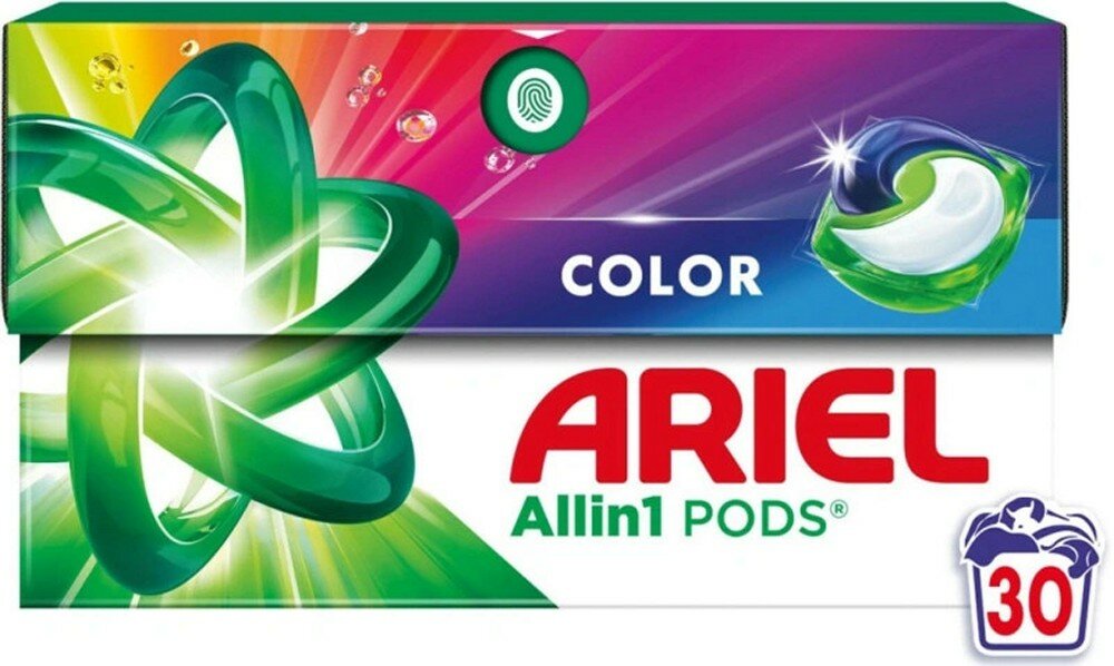 Капсулы для стирки Ariel Color 30шт (машинная стирка, для цветного белья, бесфосфатное средство)