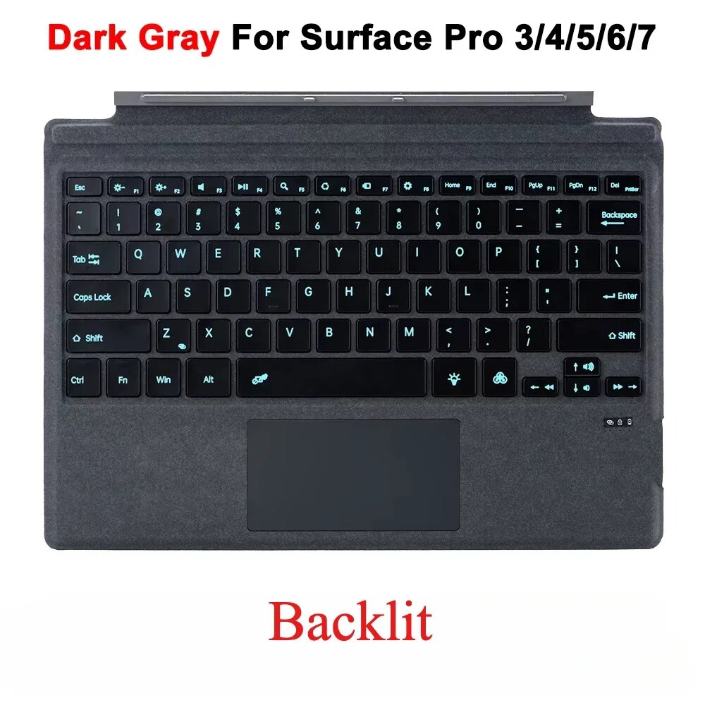 Для Microsoft Surface Pro 3 4 5 6 7 клавиатура с трекпадом с подсветкой, Pro8 9 10 11 X русская, арабская, испанская, португальская, корейская, иврит