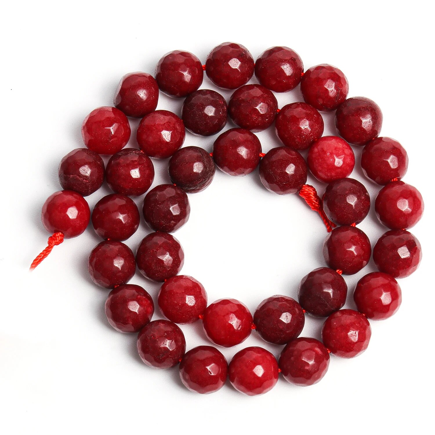 Синие бусины из камня сапфир цвета нефрита Xilitata Красный, 8mm (approx 46pcs), Faceted Red jade