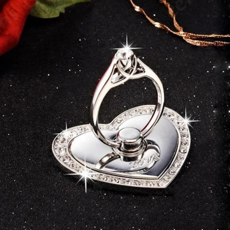 Кольцо-держатель для телефона в форме сердца Серебряный, Silver