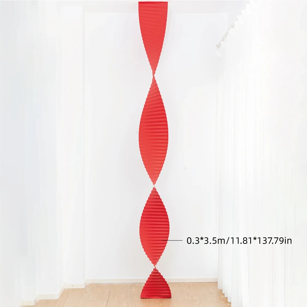 Китайские бумажные фонарики розовые для праздника Красный, 3.5m Wave Paper Red