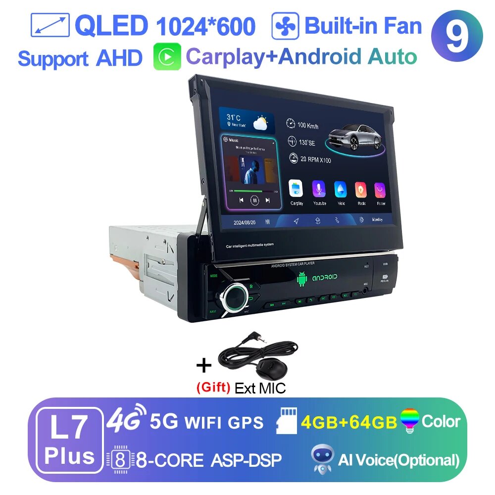L7 Plus 6-64GB: Автомагнитола QLED 1024*600 Android Auto
