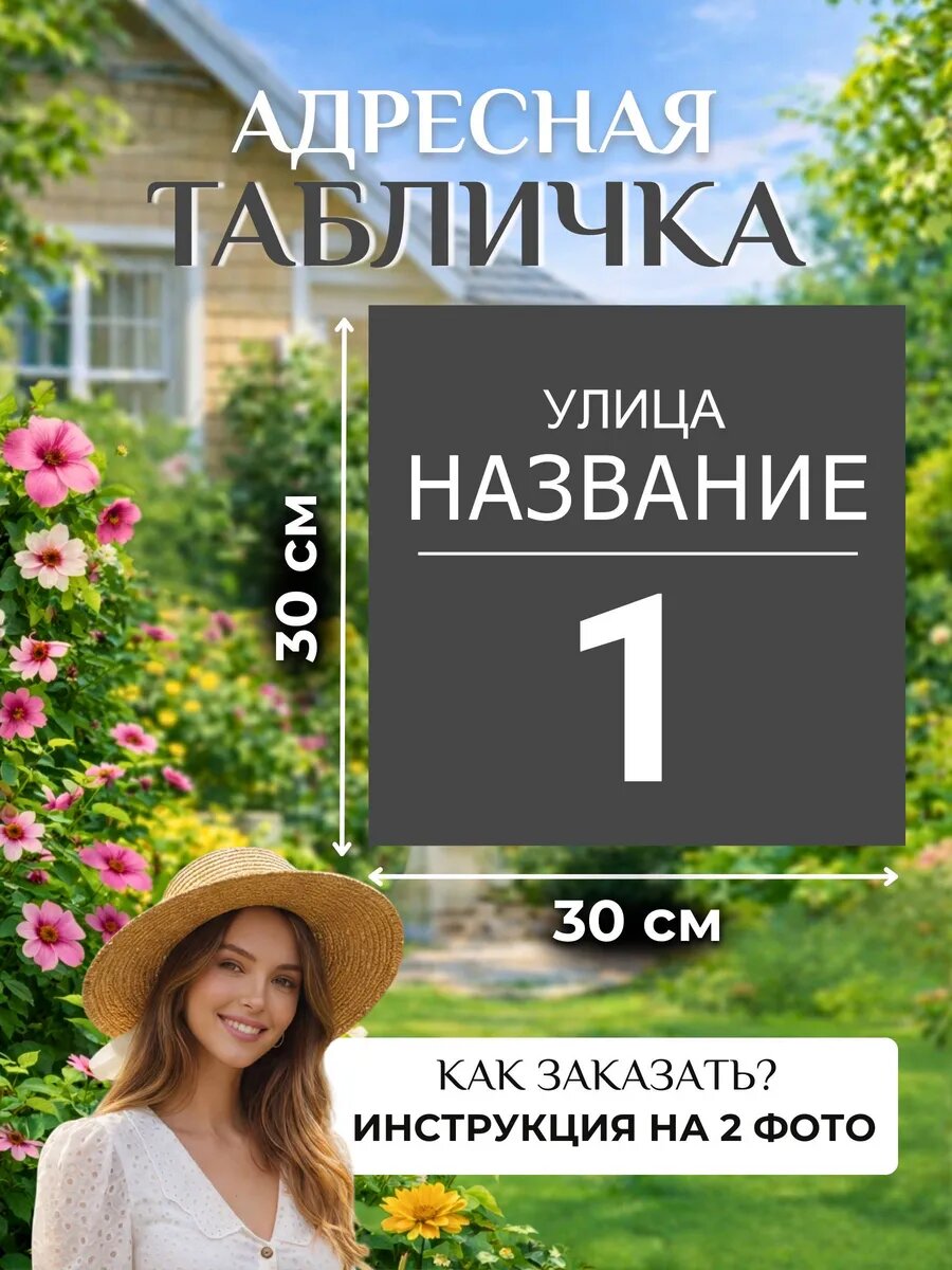 Адресная табличка на дом из пластика настенная размер 30*30см