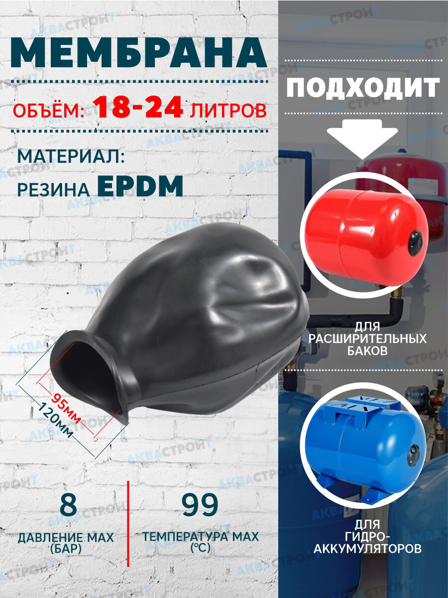 Мембрана для гидроаккумулятора и расширительного бака 18-24 литра / мембрана для насосной станции для систем водоснабжения замена мембраны для насосов