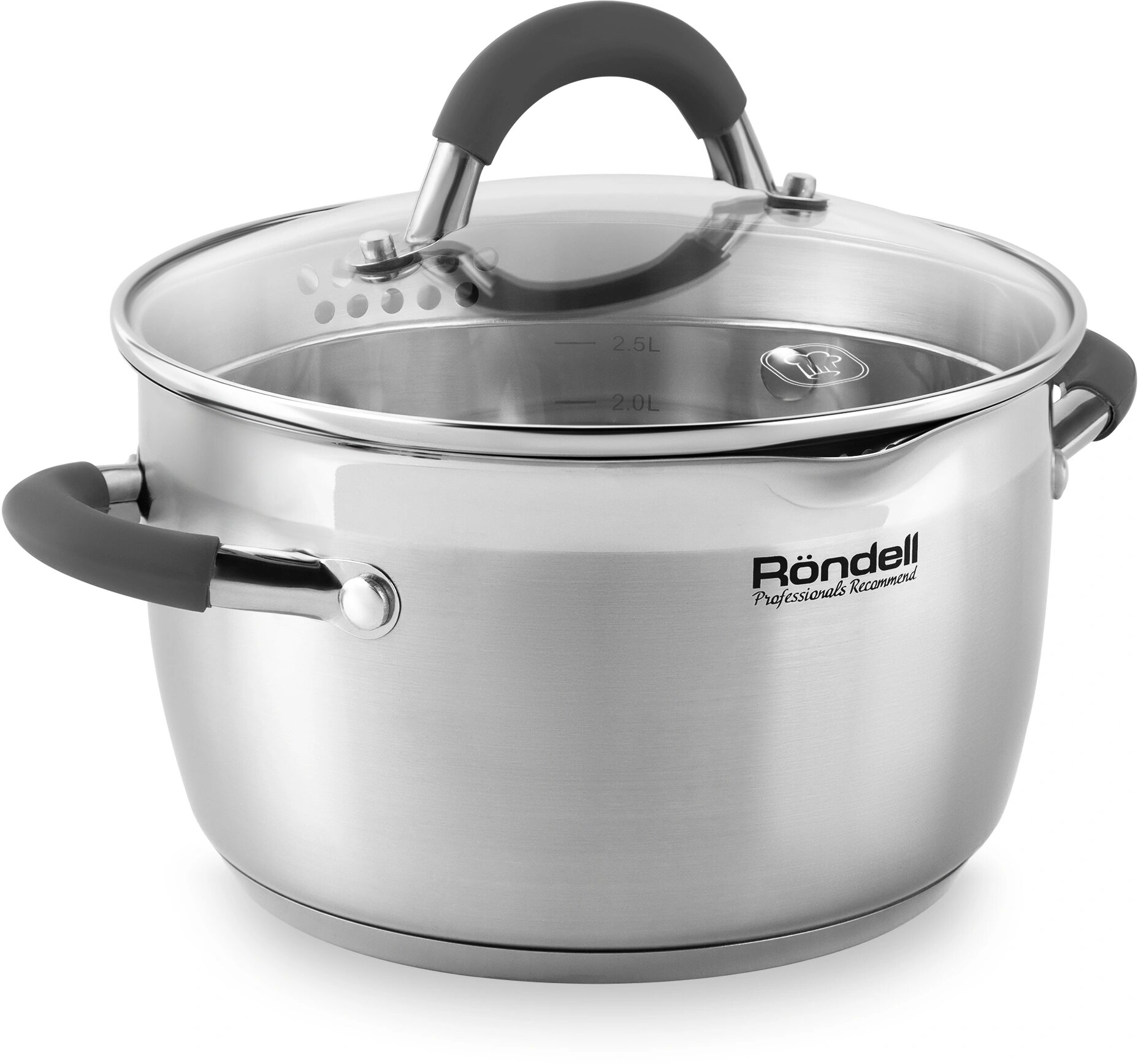 Кастрюля Rondell Flamme RDS-024 3.2л. d=20см (с крышкой) стальной