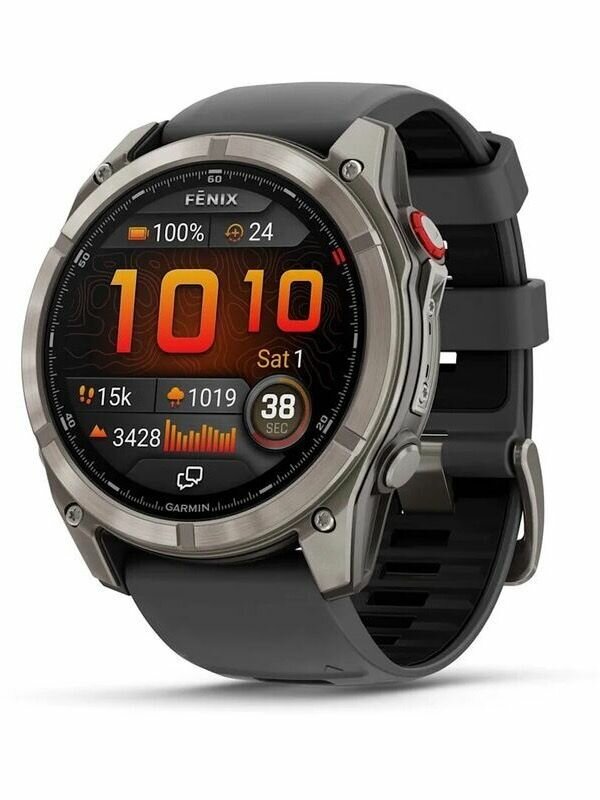 Смарт-часы Garmin Fenix 8 PRO 51 mm, Amoled Sapphire, Lens Tinanium With Graphite/Black Silicone Band